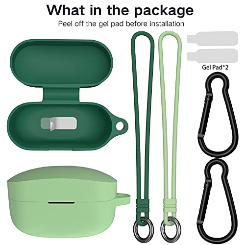 Kanya Case Compatible Sony WF-1000XM4,2 Packs Full Protective Shockproof Anti-Slip Silicone Case Cover with Carabiner and Silicone Hand Strap for Sony WF-1000XM4 (Matcha+Dark Green)