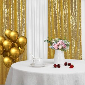 WENMER Gold Sequin Backdrop Curtain 4 Pcs 2 x 8FT Sequin Backdrops Shimmer Photo Backdrop Background Curtains Glitter Curtain Backdrop for Party Decoration Photo Studio