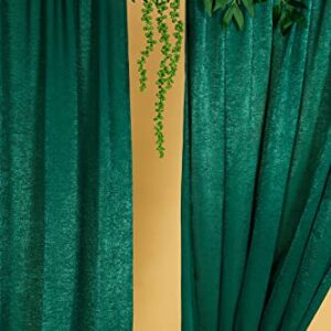 Cytdkve 2 Panels 4.8 Feet x 10 Feet Hunter Green Velvet-Like Wedding Backdrop Curtain Drapes, Silky Soft Window Curtains Panels for Wedding Ceremony Birthday Party Decorations