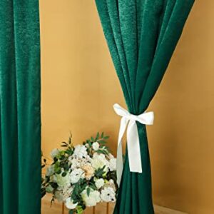 Cytdkve 2 Panels 4.8 Feet x 10 Feet Hunter Green Velvet-Like Wedding Backdrop Curtain Drapes, Silky Soft Window Curtains Panels for Wedding Ceremony Birthday Party Decorations