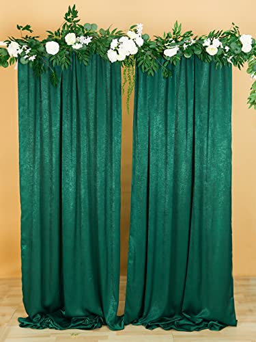 Cytdkve 2 Panels 4.8 Feet x 10 Feet Hunter Green Velvet-Like Wedding Backdrop Curtain Drapes, Silky Soft Window Curtains Panels for Wedding Ceremony Birthday Party Decorations