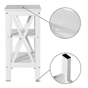 VECELO Modern X-Design Night Stand, Nightstands End Storage Versatile Shelf Side Table,Easy Assembly, Pearl White