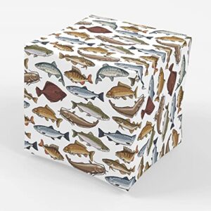 stesha party fishing gift wrap fish wrapping paper men - folded flat 30 x 20 inch - 3 sheets