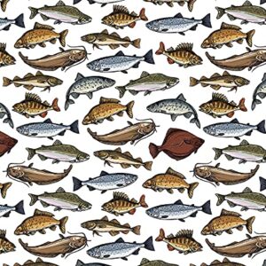 Stesha Party Fishing Gift Wrap Fish Wrapping Paper Men - Folded Flat 30 x 20 Inch - 3 Sheets