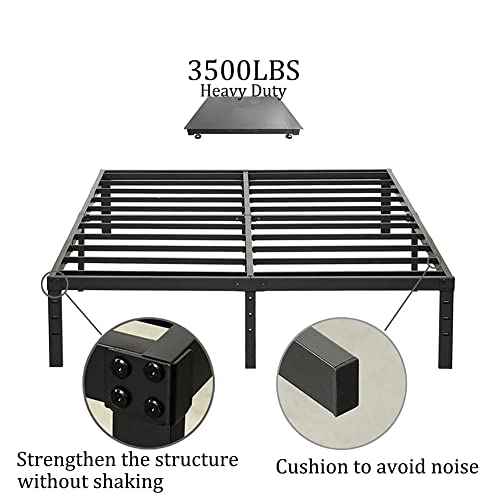 Wulanos California King Bed Frames 18 inches Tall, 3500lbs Heavy Duty Metal Platform with Steel Slats Support, No Box Spring Needed, Sturdy and Noise-Free