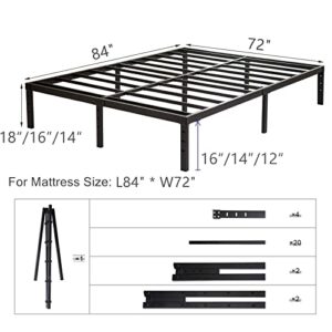 Wulanos California King Bed Frames 18 inches Tall, 3500lbs Heavy Duty Metal Platform with Steel Slats Support, No Box Spring Needed, Sturdy and Noise-Free