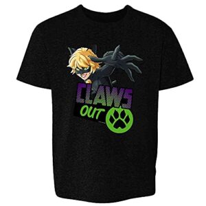 pop threads miraculous ladybug and cat noir merch claws out youth kids girl boy t-shirt black m