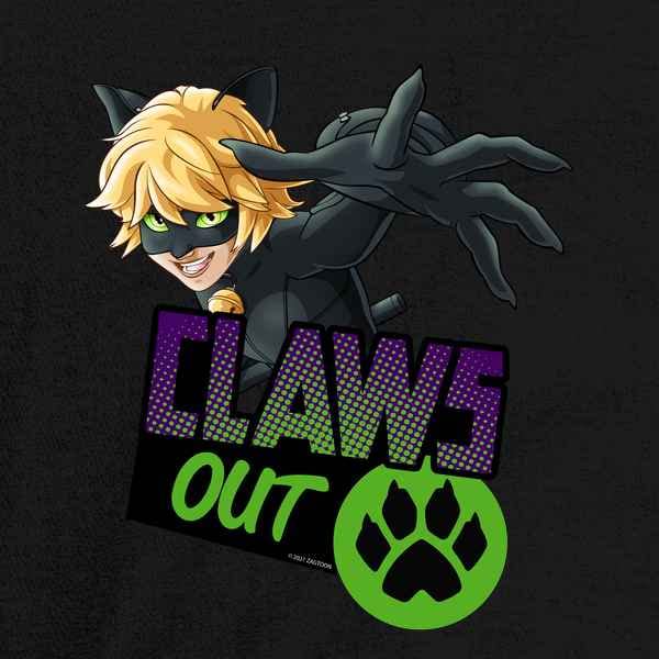 Pop Threads Miraculous Ladybug and Cat Noir Merch Claws Out Youth Kids Girl Boy T-Shirt Black M