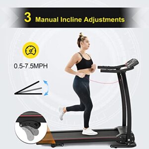 FYC Folding Treadmills for Home - 2.25HP Electric Treadmill 265 LBS Weight Capacity, Easy Assemble with Incline/LCD Display, Portable Running Walking Workout for Home Gym Saver Space