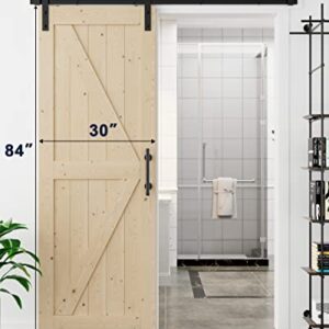 WINSOON 30in x 84 in Sliding Barn Door Interior Paneled Slab, DIY Unfinished Barn Doors Solid Spruce Wood, K Frame Planks, Pre-Drilled, Bottom Grooved, Easy to Install, Natural