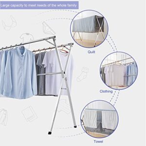 HYNAWIN Clothes Drying Racks, Upgraded Stainless Steel Laundry Drying Rack, Heavy Duty Collapsible Garment Rack, Clothes Storage Rack for Indoor Outdoor, 2M/79 in