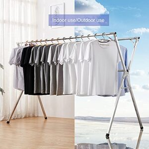 HYNAWIN Clothes Drying Racks, Upgraded Stainless Steel Laundry Drying Rack, Heavy Duty Collapsible Garment Rack, Clothes Storage Rack for Indoor Outdoor, 2M/79 in