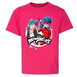 pop threads miraculous ladybug and cat noir merch marinette youth kids girl boy t-shirt pink m