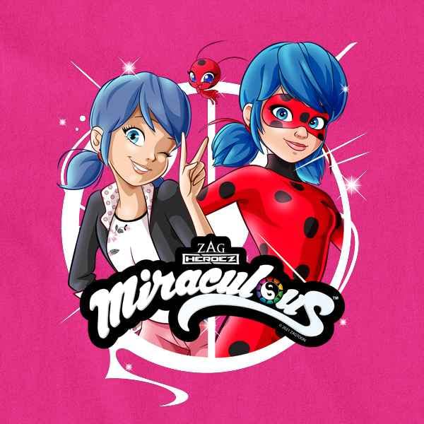 Pop Threads Miraculous Ladybug and Cat Noir Merch Marinette Youth Kids Girl Boy T-Shirt Pink M