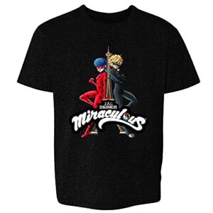 pop threads miraculous ladybug and cat noir merch eiffel tower youth kids girl boy t-shirt black s