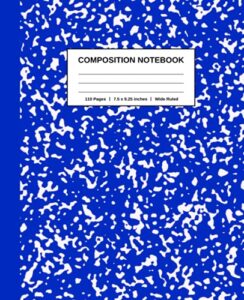 marble composition notebook: blue marble wide ruled white paper composition book | blank wide lined writing book for girls boys kids teens students (marbled composition book)