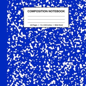 Marble Composition Notebook: Blue Marble Wide Ruled White Paper Composition Book | Blank Wide Lined Writing Book for Girls Boys Kids Teens Students (Marbled Composition Book)