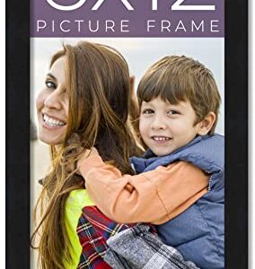 6x12 Frame Black Real Wood Picture Frame Width 0.75 Inches | Interior Frame Depth 0.5 Inches | Black Mid Century Photo Frame Complete with UV Acrylic, Foam Board Backing & Hanging Hardware