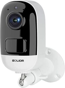 soliom security camera outdoor wireless battery powered,1080p wifi indoor home system with ip67 waterproof,night vision,2-way audio,siren alarm,motion sensor,schedulable working time b06