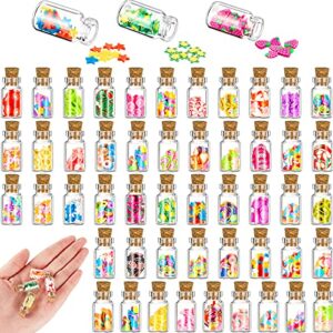 50 pieces cute miniature dollhouse food jar glass bottle 1:12 mini fruit simulation scene candy snack model game party toys pretend play doll house kitchen decoration for dollhouse