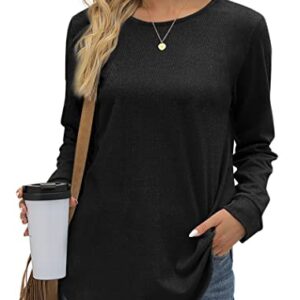 Aokosor Tunic Tops to Wear with Leggings Womens Long Sleeve Sweatshirts Lightweight Fall Outfits L