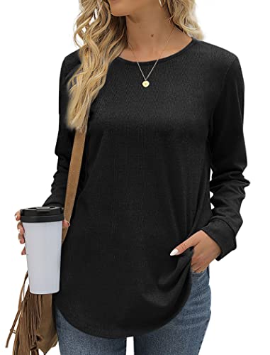 Aokosor Tunic Tops to Wear with Leggings Womens Long Sleeve Sweatshirts Lightweight Fall Outfits L