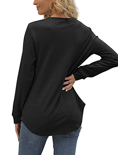 Aokosor Tunic Tops to Wear with Leggings Womens Long Sleeve Sweatshirts Lightweight Fall Outfits L