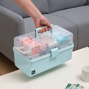 beLaxed Craft Organizers and Storage Box, 3-Layers Multifunctional Plastic Sewing Organizing Box with Handle, for Medicine, Art Supply, Makeup, Nail, Hair Accessories, Perfect Organizer Bins