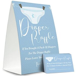 diaper raffle sign,diaper raffle baby shower game kit (1 standing sign + 50 guessing cards),blue diapers insert ticket,baby showers decorations,card for baby shower game to bring a pack of diapers-xn02