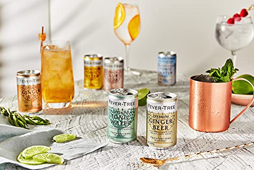 Fever Tree Elderflower Tonic Water - Premium Quality Mixer - Refreshing Beverage for Cocktails & Mocktails. Naturally Sourced Ingredients, No Artificial Sweeteners or Colors - 150 ML Cans - Pack of 24