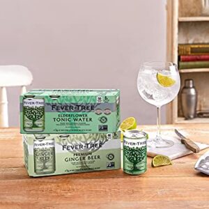 Fever Tree Elderflower Tonic Water - Premium Quality Mixer - Refreshing Beverage for Cocktails & Mocktails. Naturally Sourced Ingredients, No Artificial Sweeteners or Colors - 150 ML Cans - Pack of 24