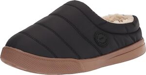 dearfoams women's kendra sport lounge memory foam clog slipper, black nylon, medium