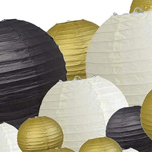 YXYX Chinese Lanterns 2021 Decorative Party Paper Lanterns 20 Pcs Gold White Black Round Japanese/Chinese Lantern Lanterne Papier for Wedding Outdoor Ceiling Decoration