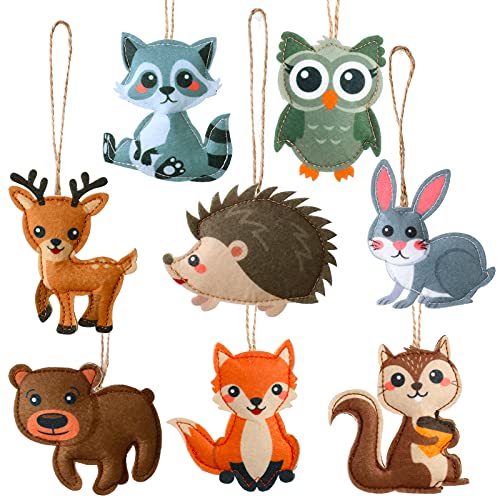 8 Pieces My Forest Friends Christmas Ornament Set Animals Craft Kit, Felt Woodland Decor Cute Animals Christmas Tree Decor for Home Party Decorations