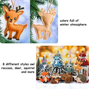 8 Pieces My Forest Friends Christmas Ornament Set Animals Craft Kit, Felt Woodland Decor Cute Animals Christmas Tree Decor for Home Party Decorations