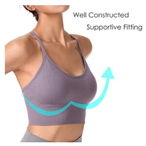 Evercute Racerback Sports Bras Padded Y Racer Back Cropped Bras for Yoga Workout Fitness Low Impact