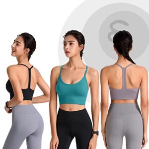 Evercute Racerback Sports Bras Padded Y Racer Back Cropped Bras for Yoga Workout Fitness Low Impact