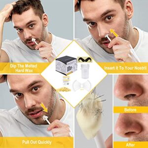 Nose Wax Kit for Men Women, Yovanpur Nose Hair Waxing Kit with 100g Nose Hair Wax Beads (15-20 USES), 20 Applicator, 15 Mustache Protector, 10 Paper Cups, 1 Measuring Cup - Easy, Quick and Painless