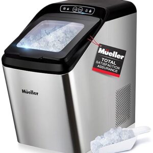 Mueller Nugget Ice Maker Machine, Quietest Heavy-Duty Countertop Ice Machine, 30 lbs of Ice per Day, Compact Portable Ice Cube Maker, 3 QT Water Reservoir, Self-Cleaning with Basket