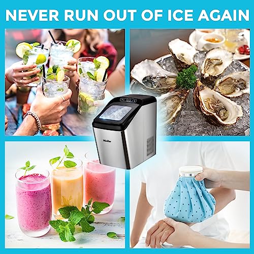 Mueller Nugget Ice Maker Machine, Quietest Heavy-Duty Countertop Ice Machine, 30 lbs of Ice per Day, Compact Portable Ice Cube Maker, 3 QT Water Reservoir, Self-Cleaning with Basket