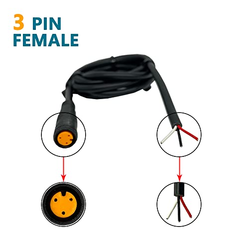 BEISGUANGS Julet 3Pin Female Waterproof Cable Electric Bike Extension Cable Connector for Ebike Light Throttle Ebrake Display