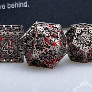 ARUOHHA DND Metal Dice Set with Gift Box, 7pcs Blood Polyhedral Dice Set Large Dungeons and Dragons D&D Dice RPG D+D Role Playing Dice 6 Sided Handmade D and D Dice D20 D12 D10 D8 D6 D4