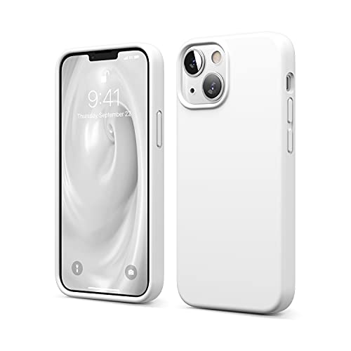 elago Compatible with iPhone 13 Mini Case, Liquid Silicone Case, Full Body Screen Camera Protective Cover, Shockproof, Slim Phone Case, Anti-Scratch Soft Microfiber Lining, 5.4 inch (White)