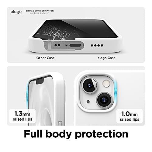 elago Compatible with iPhone 13 Mini Case, Liquid Silicone Case, Full Body Screen Camera Protective Cover, Shockproof, Slim Phone Case, Anti-Scratch Soft Microfiber Lining, 5.4 inch (White)