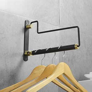 SHUNLI Drying Racks Folding Clothes Hanger Wall Mounted with 180°Swing Arm,Laundry Clothing Hanging Holder System Organizer Space Saver,Black and Gold