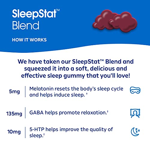 Dream Water Sleep Gummies; Melatonin 5mg, GABA, 5-HTP; Natural Flavors and Colors; Helps You to Fall Asleep, Fast and Wake Refreshed, Snoozeberry, 60 Gummies