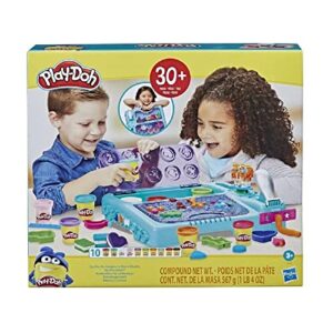 play-doh set on the go imagine and store studio, with 30 tools and 10 cans of modeling compound, travel toys for 3 year old girls and boys and up, non-toxic