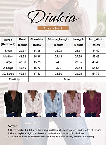 Diukia Women's Fashion Cute Swiss Dot Pom Pom Puff Long Sleeve Pullover Blouses Summer Sexy Lace Trim V Neck Blouse Tops Ladies Casual Loose Solid Chiffon Shirts Blouses for Autumn Spring Yellow XL