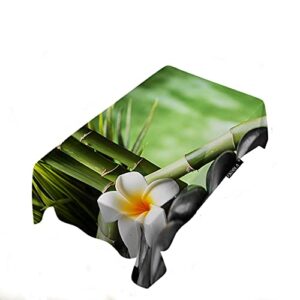 ekobla bamboo table cloth zen basalt stones frangipani flower therapy pebble nature rectangle table covers 52x70 inch (132x178cm)