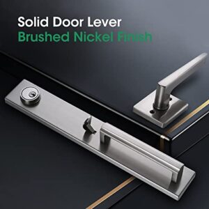 NEWBANG Brushed Nickel Double Door Handle Set,(Keyed and Dummy Set),MDHST2016SN-SET-BR-1